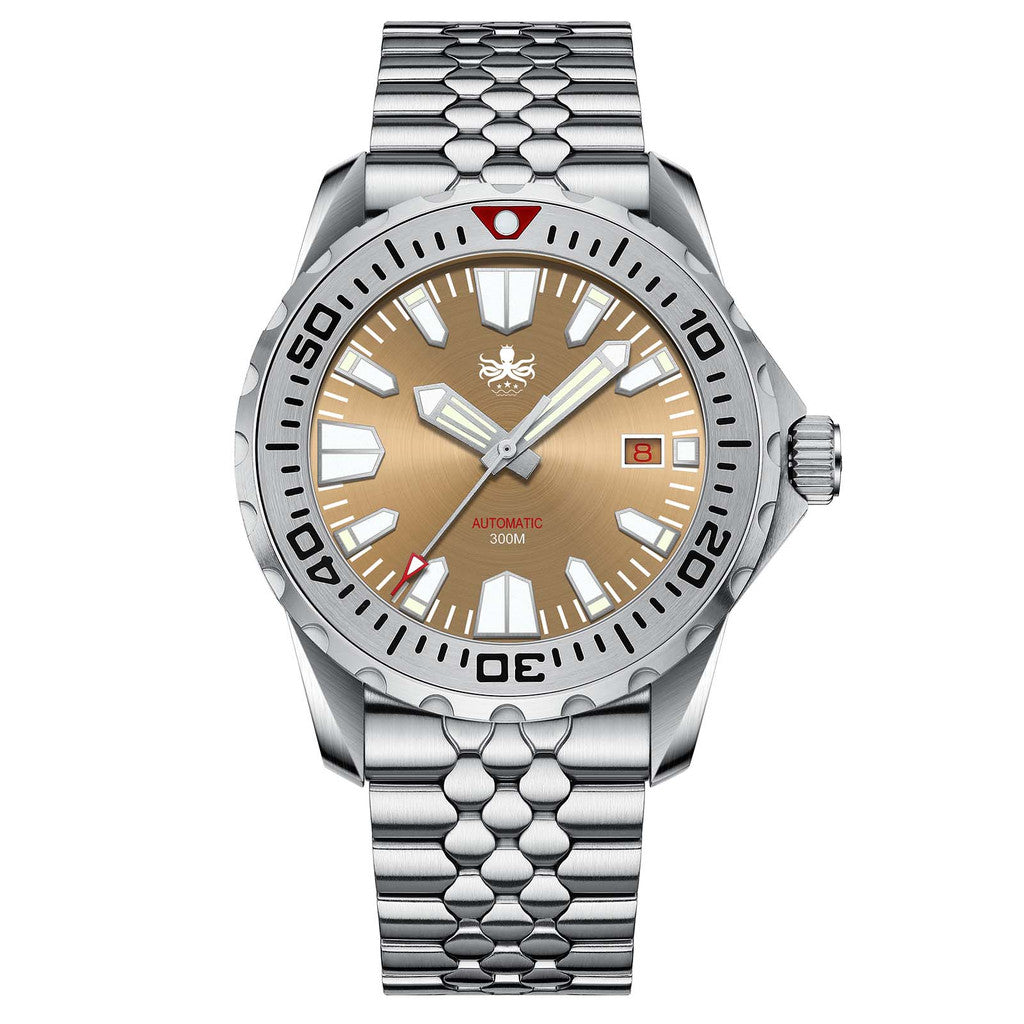 PHOIBOS KRAKEN 300M Automatic Dive Watch PY033E Champagne – Time-Tec ...